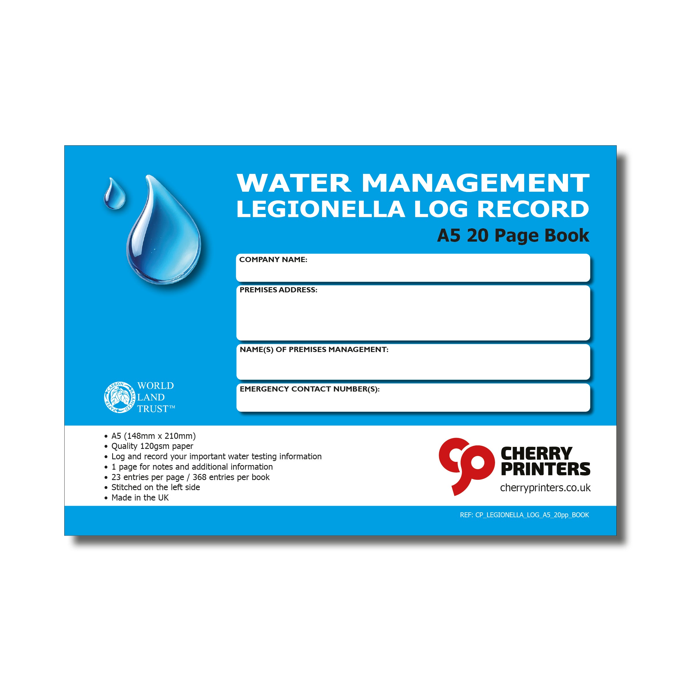 Water Management Legionella Log Book A5 | 20 Pages | 368 Water Testing ...