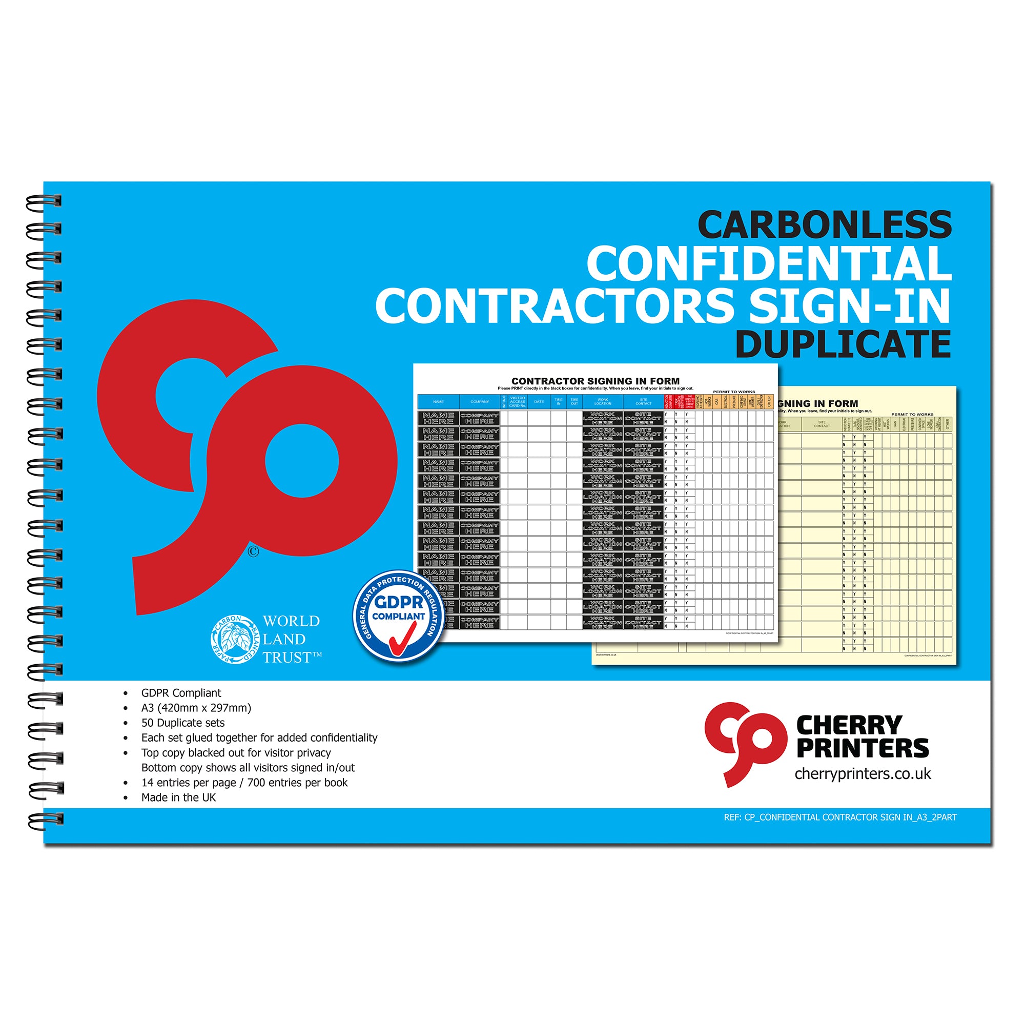 NCR Confidential Contractors Sign in Duplicate Wiro Book A3 50 sets GD ...