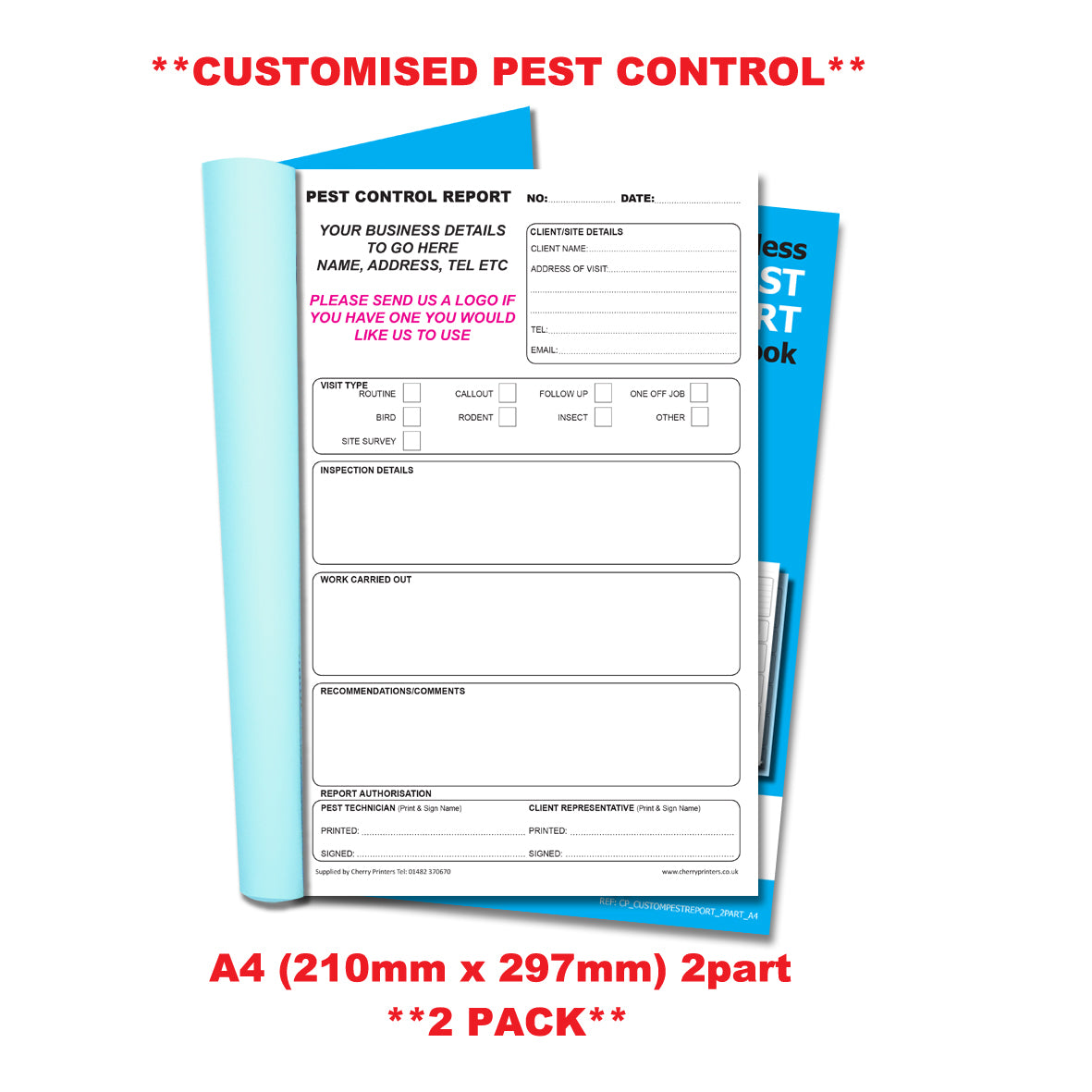 NCR *CUSTOM* Pest Control Report Duplicate Book A4 | 2 Book Pack ...