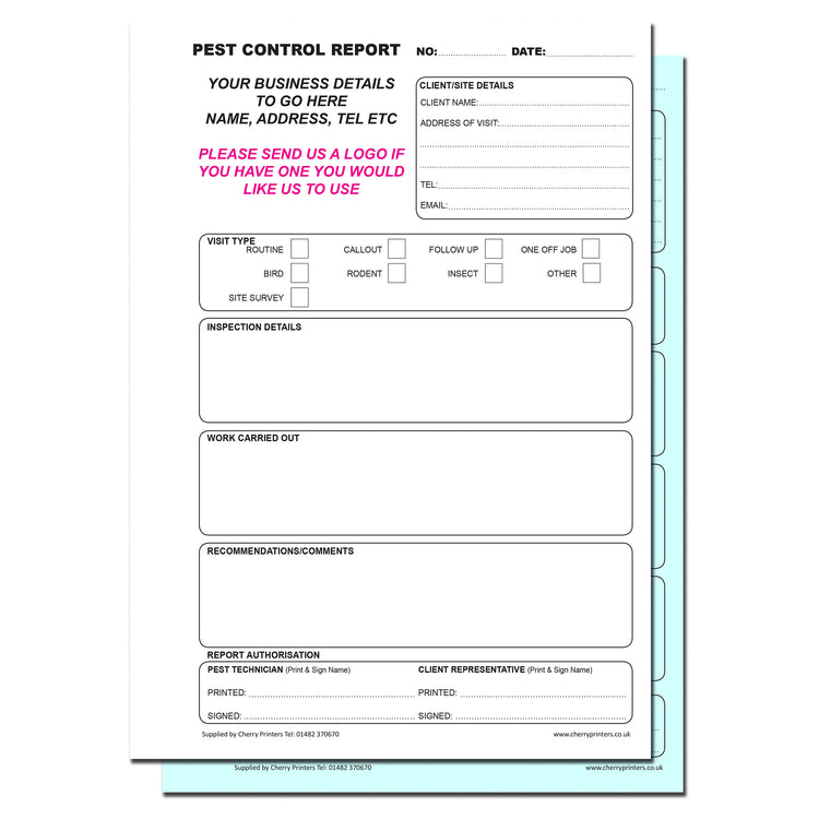 NCR *CUSTOM* Pest Control Report Duplicate Book A4 | 2 Book Pack ...