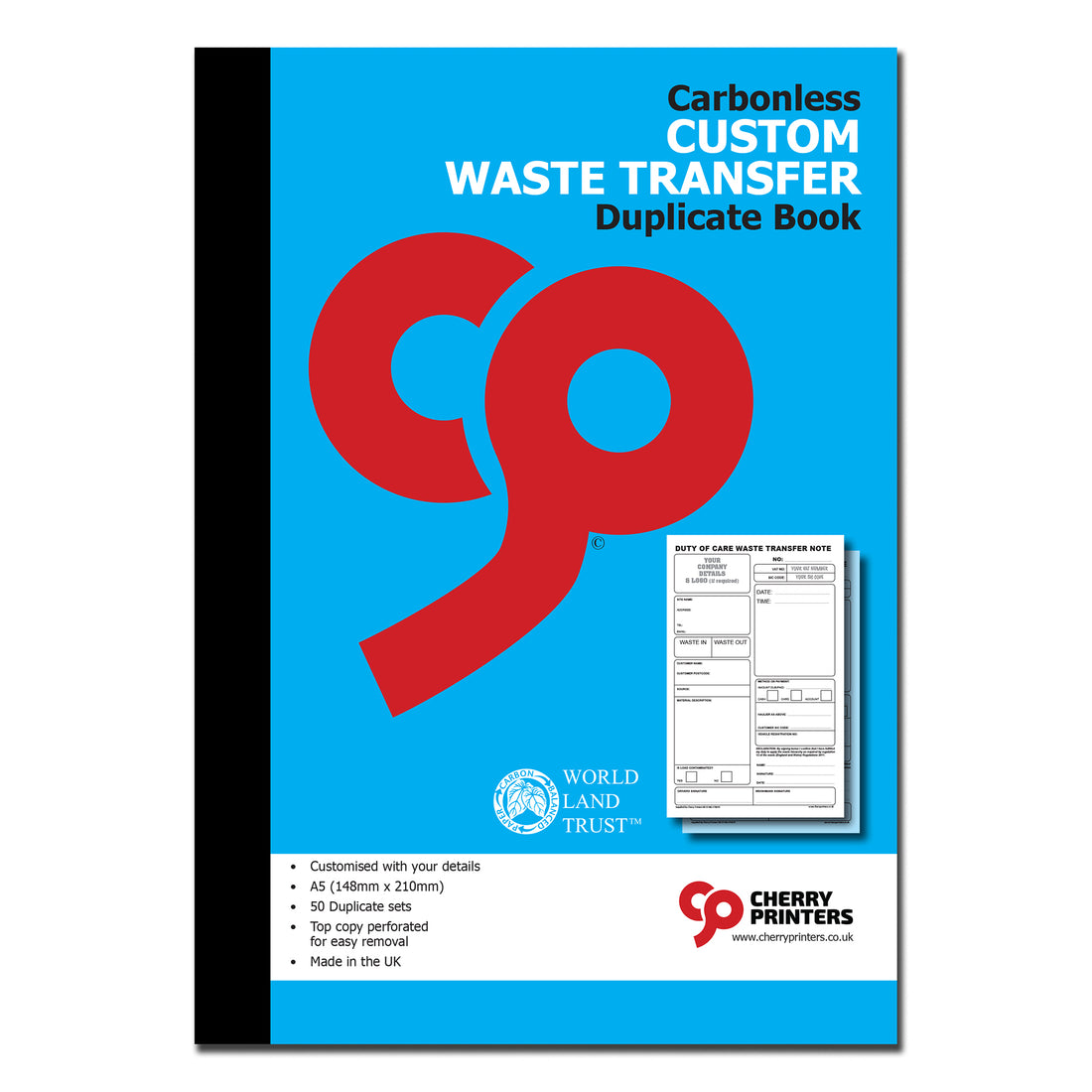 NCR *CUSTOM* Duty of Care Waste Transfer Note Duplicate Book A5 | 4 Bo ...