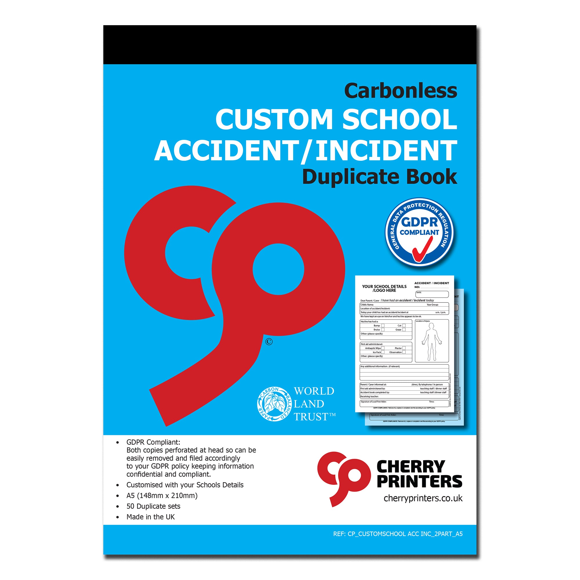 NCR *CUSTOM* School Accident/Incident Duplicate Book A5 4 Book Pack GD ...