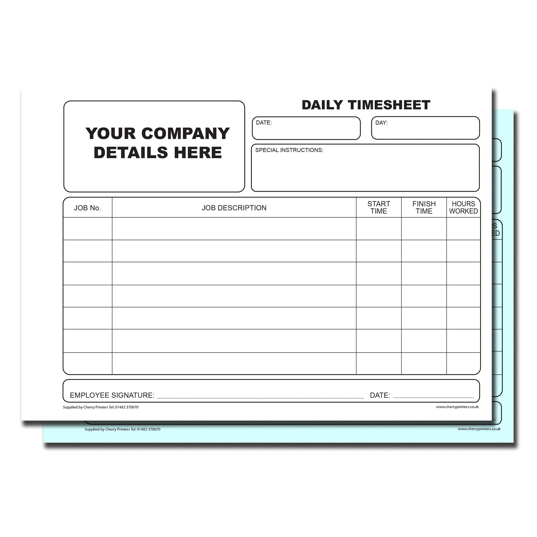 NCR *CUSTOM* Daily Timesheet Duplicate Book A5 | 4 Book Pack – Cherry ...