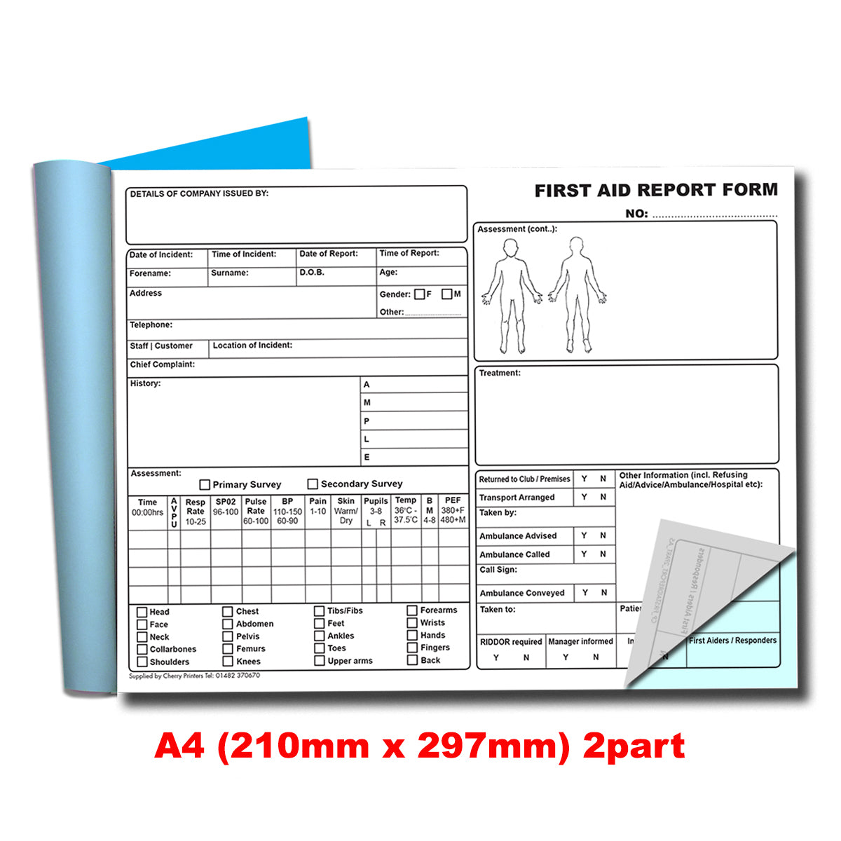NCR First Aid Report Book A4 Duplicate – Cherry Printers UK