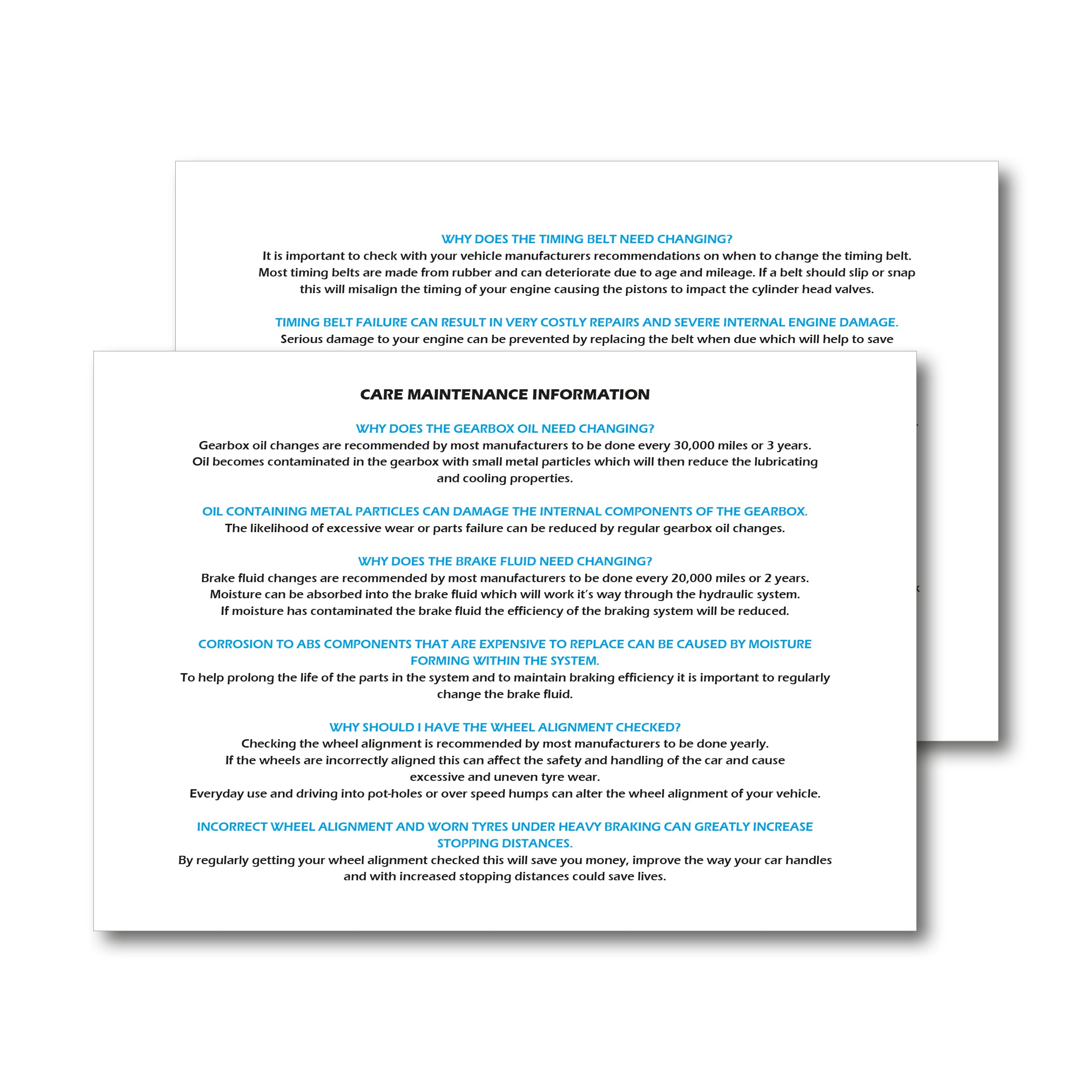 Vehicle Service Schedule & Maintenance Record Log | A5 | Blank Replace ...