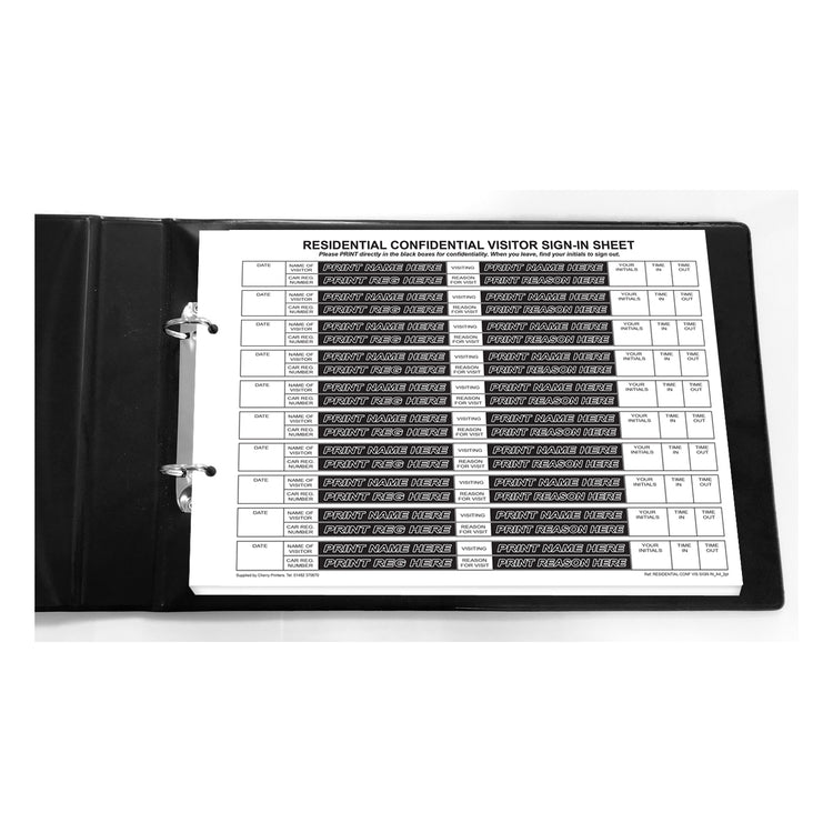 NCR RESIDENTIAL Confidential Visitor Sign In Ring Binder with 50 A4 Du ...