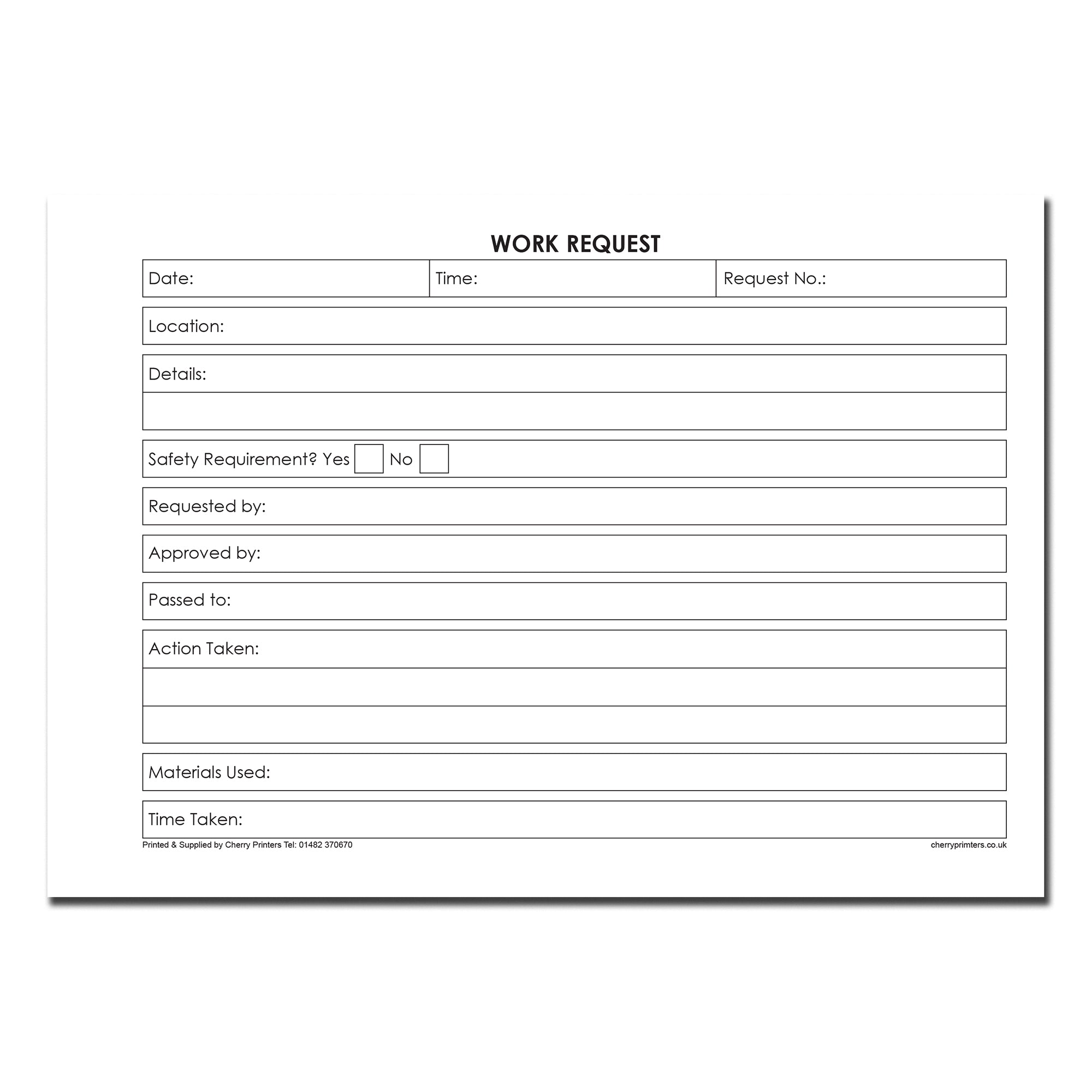 NCR Work Request Form Duplicate Book A5 – Cherry Printers UK