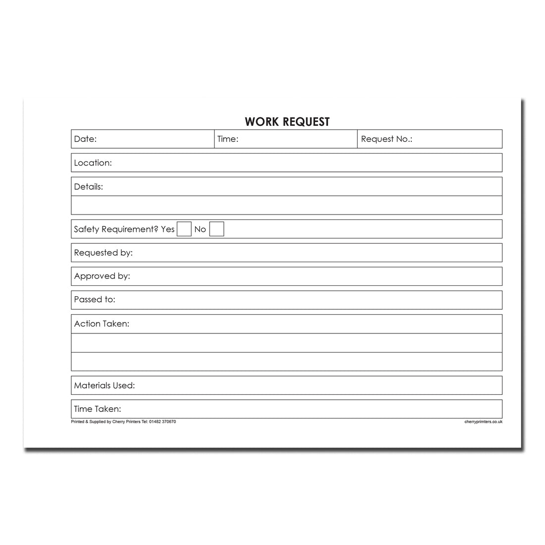 NCR Work Request Form Duplicate Book A5 – Cherry Printers UK