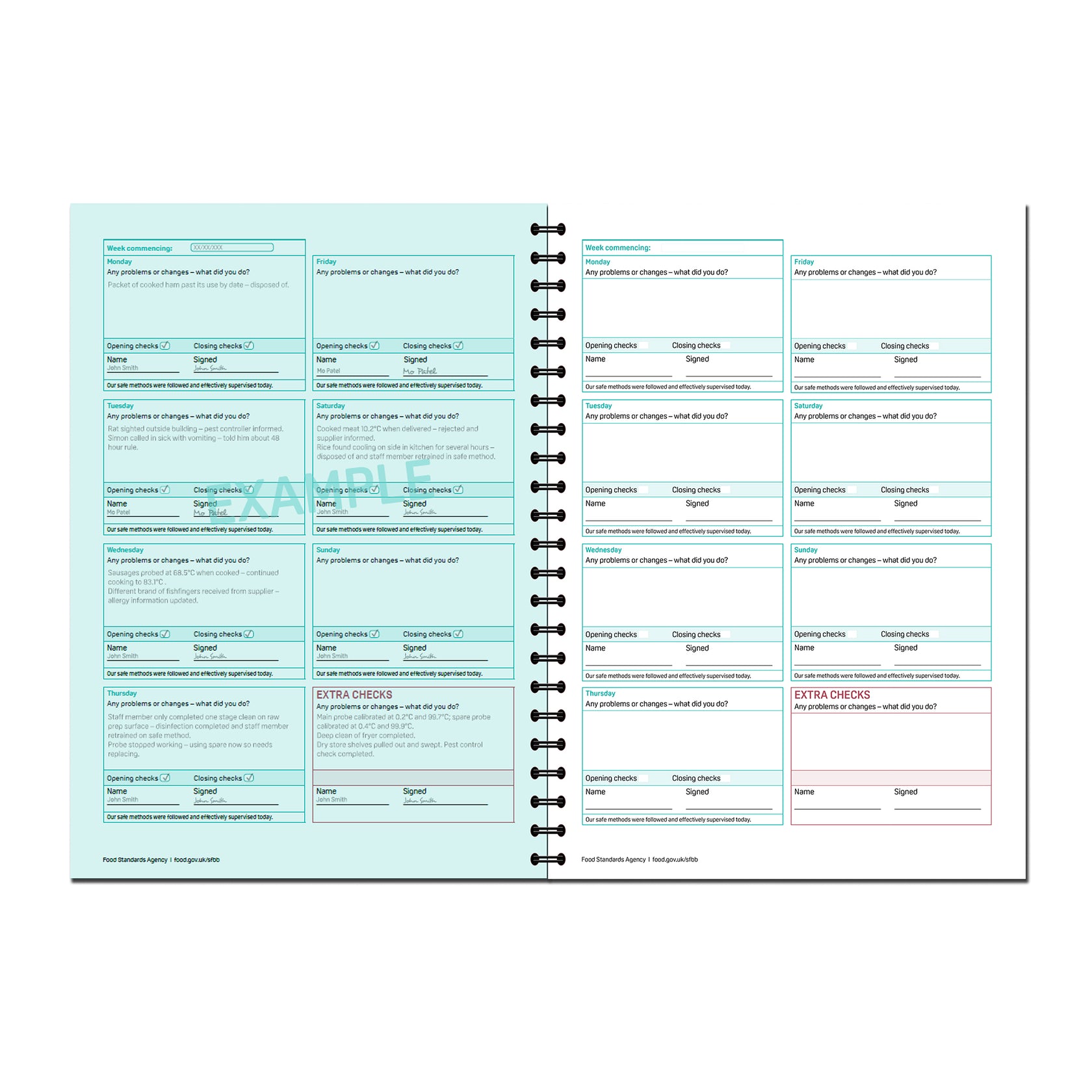 Safer Food Better Business For Caterers | 52 week Diary | BINDER REFIL ...