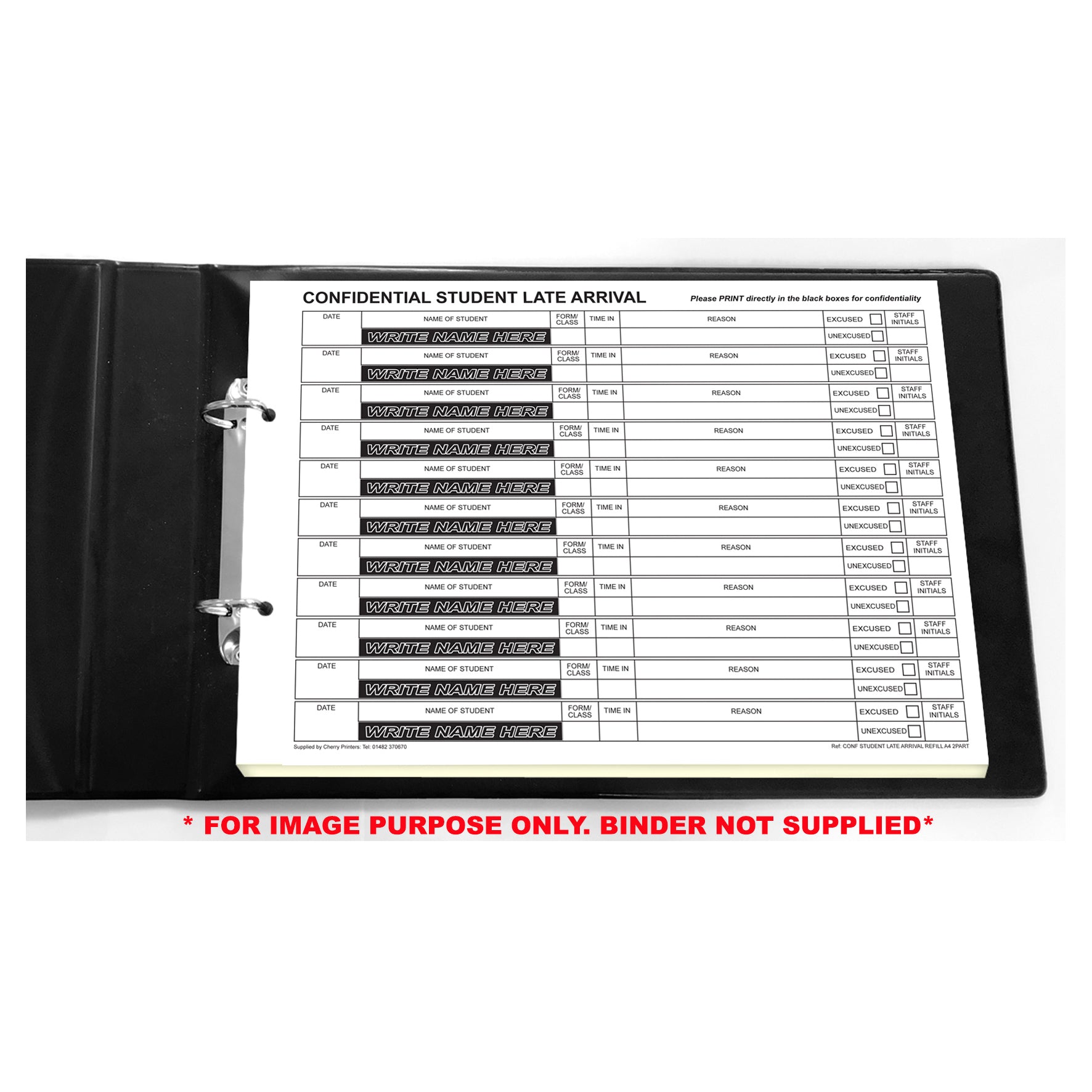 NCR Confidential Student Late Arrival REFILL PACK 50 sets of Duplicate ...