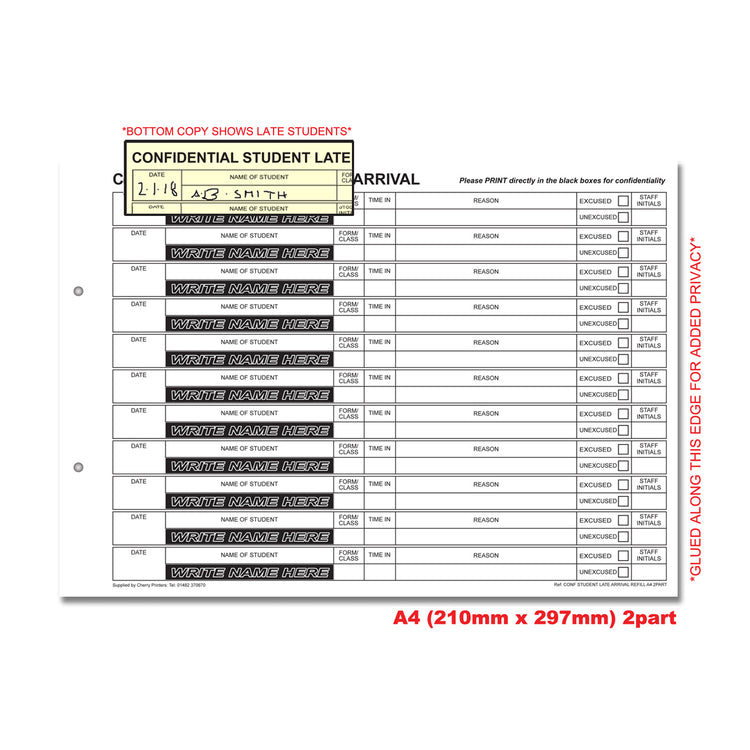 NCR Confidential Student Late Arrival REFILL PACK 50 sets of Duplicate ...