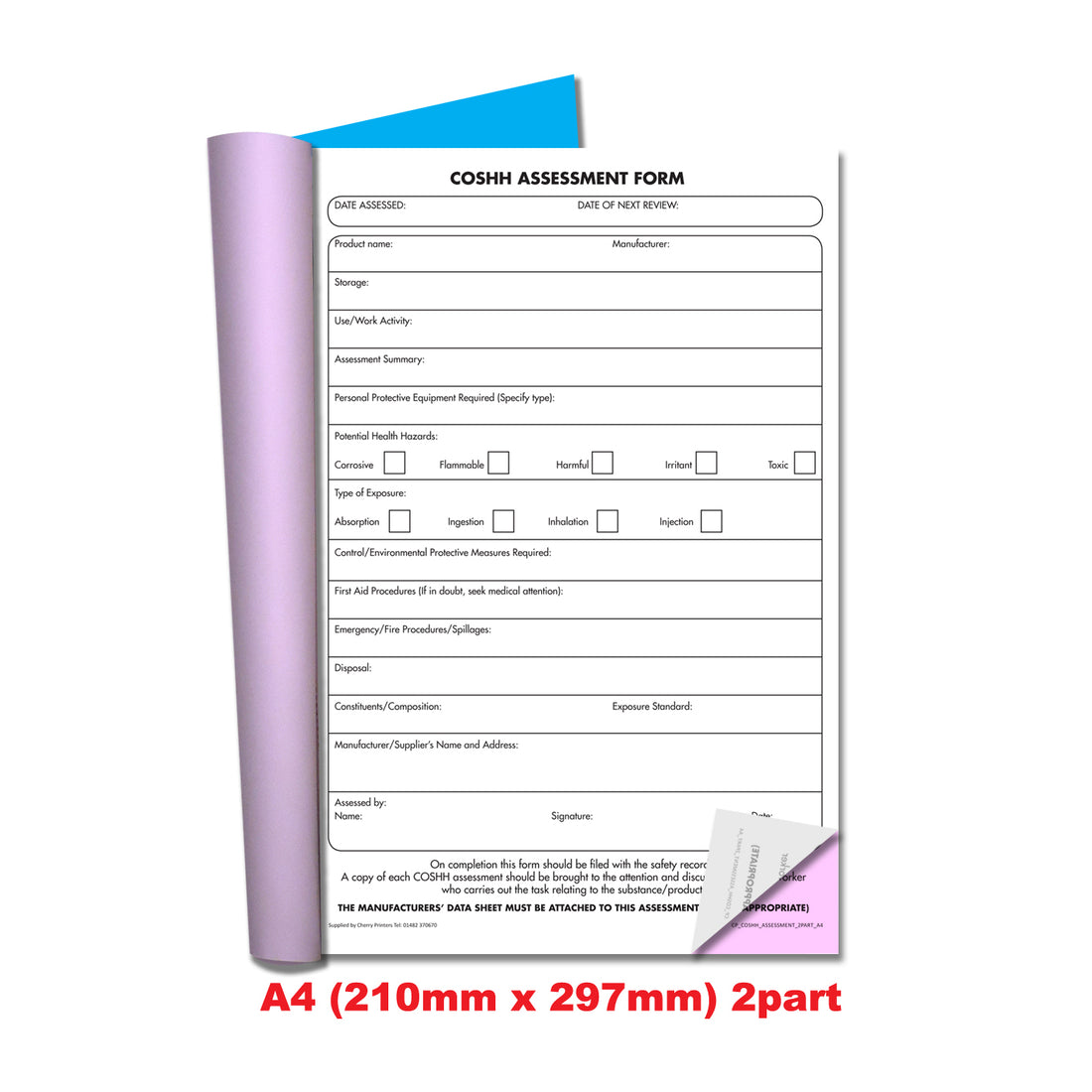 NCR COSHH Assessment Book A4 Duplicate – Cherry Printers UK