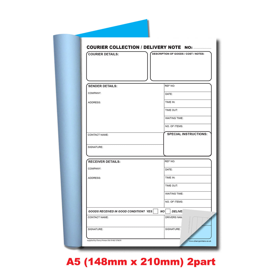 NCR Courier Collection/Delivery Note Duplicate Book A5 – Cherry Printers UK