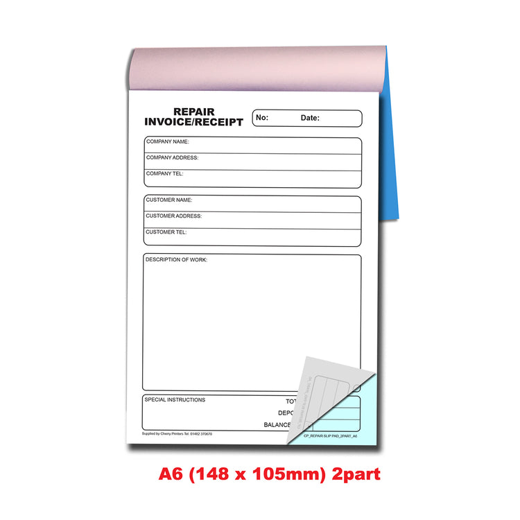 NCR Repair Invoice/Receipt Duplicate Pad A6 (Glued) – Cherry Printers UK