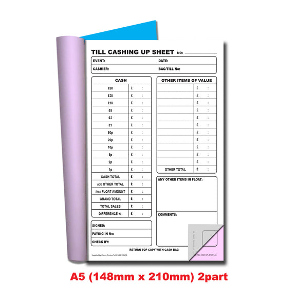 NCR Till Cashing Up Duplicate Book A5 – Cherry Printers UK