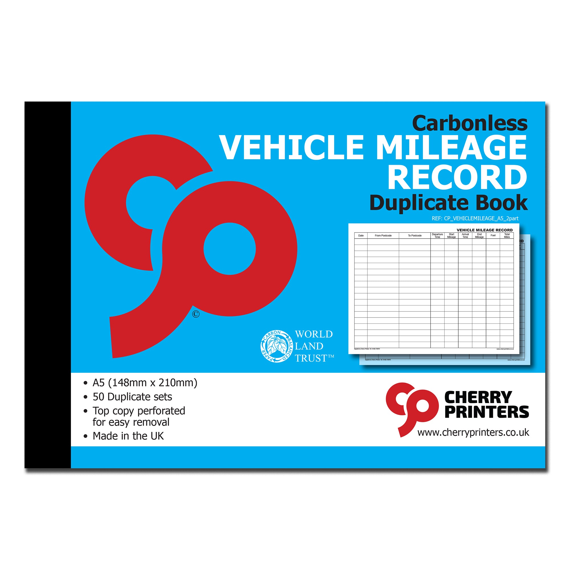 NCR Vehicle Mileage Record Log Book A5 Duplicate – Cherry Printers UK