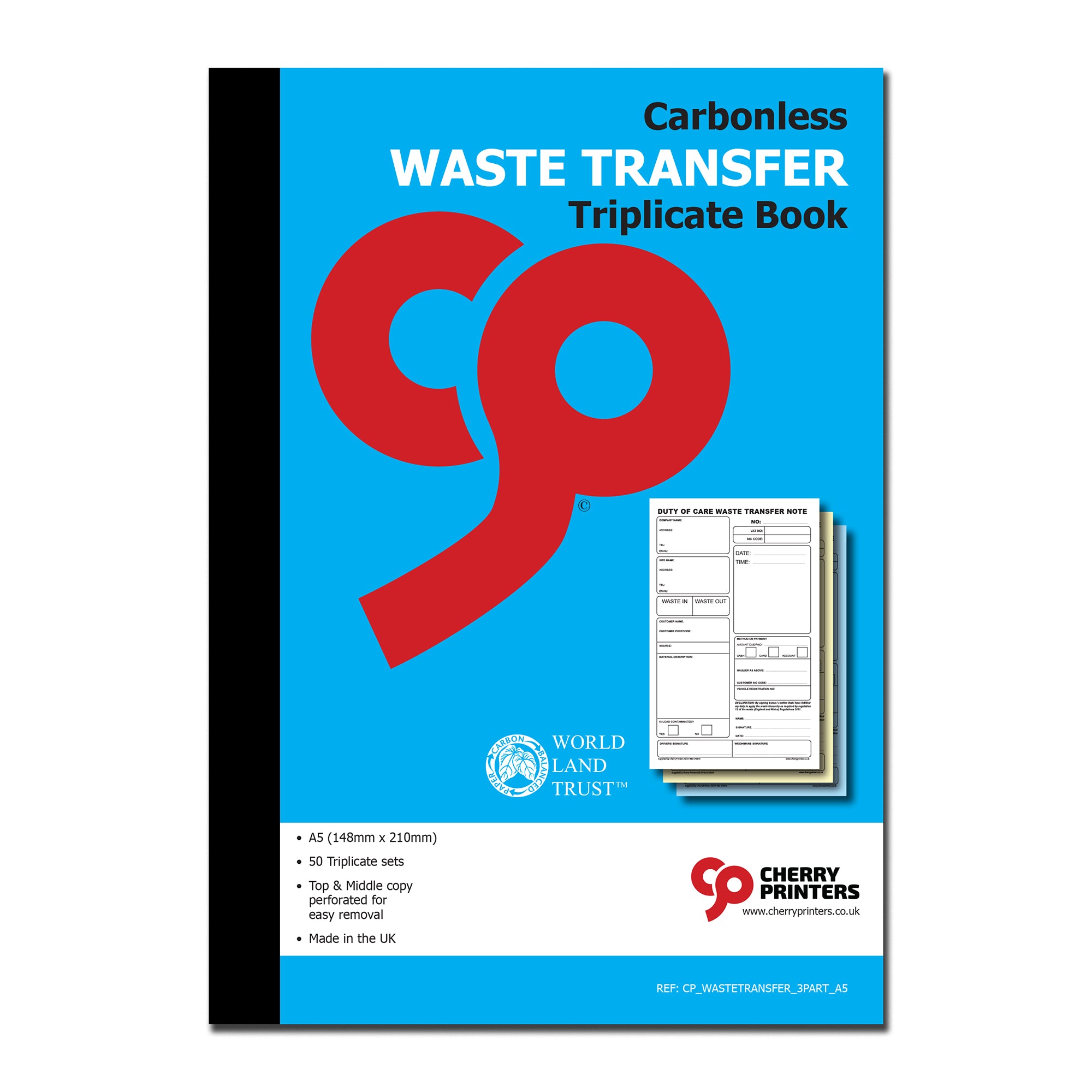 NCR Waste Transfer Book A5 Triplicate – Cherry Printers UK