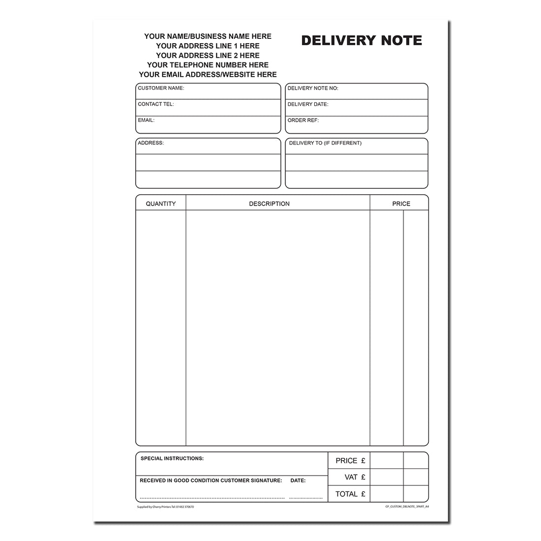 NCR *CUSTOM* Delivery Note Triplicate Book A4 | 2 Book Pack – Cherry ...
