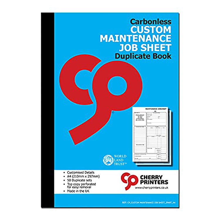 NCR *CUSTOM* Maintenance Jobsheet Duplicate Book A4 | 2 Book Pack ...