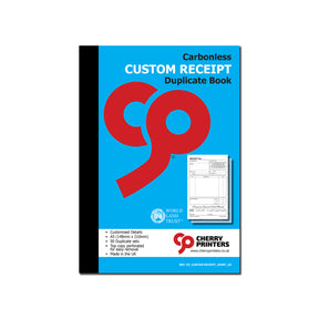 NCR *CUSTOM* Receipt Duplicate Book A5 | 4 Book Pack – Cherry Printers UK