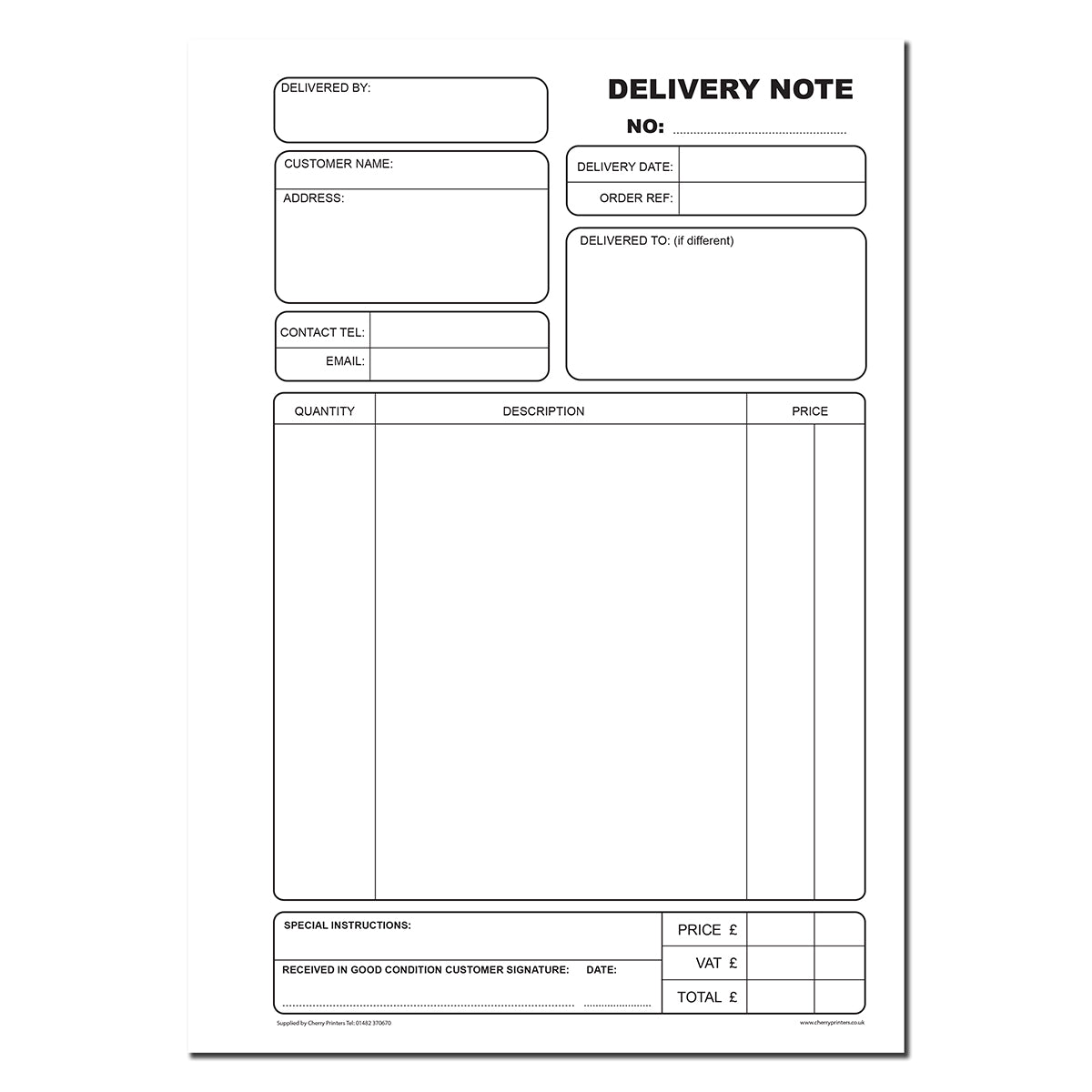 NCR Delivery Note Triplicate Book A4 – Cherry Printers UK