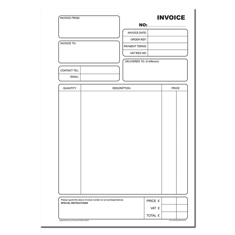 NCR Invoice Triplicate Book A4 – Cherry Printers UK