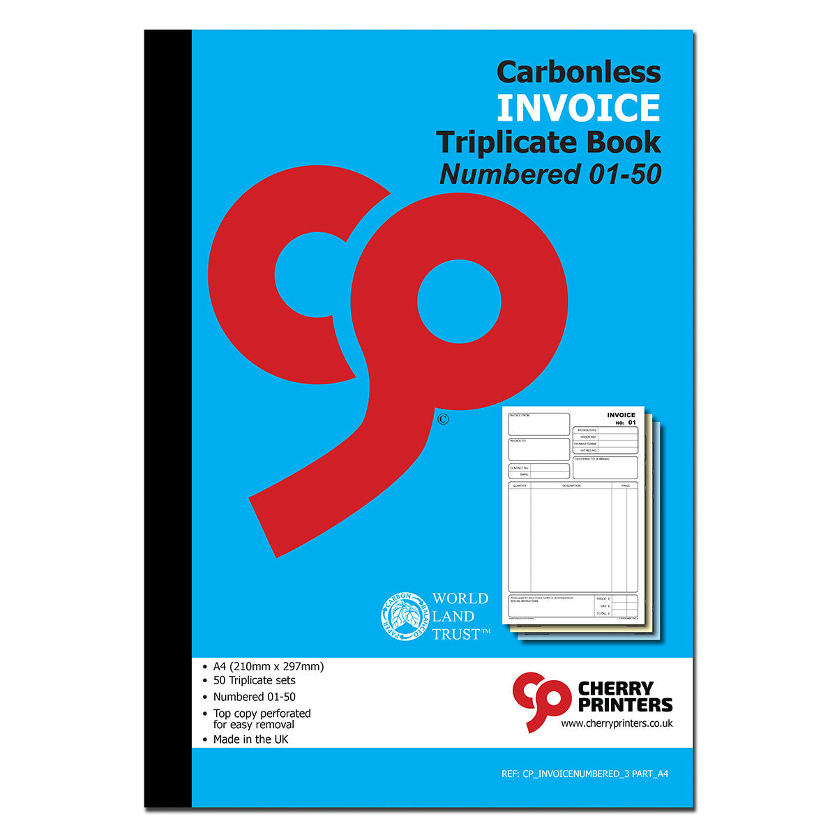NCR Invoice Triplicate Book A4 Numbered 01-50 – Cherry Printers UK