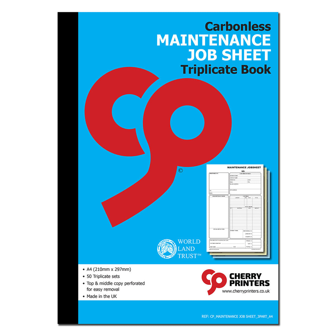 NCR Maintenance Job Sheet Book A4 Triplicate – Cherry Printers UK