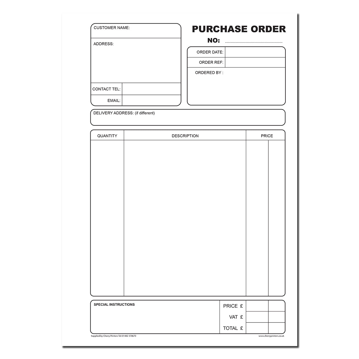NCR Purchase Order Duplicate Book A4 – Cherry Printers UK