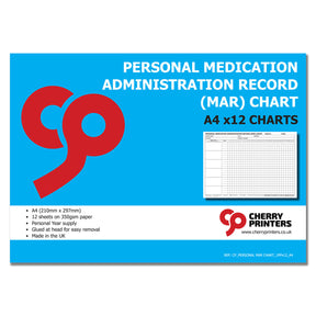 Personal MAR Chart (Medication Administration Record) Pad A4 12pages 3 ...