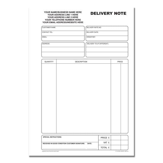 NCR *CUSTOM* Delivery Note Duplicate Book A4 | 2 Book Pack – Cherry ...
