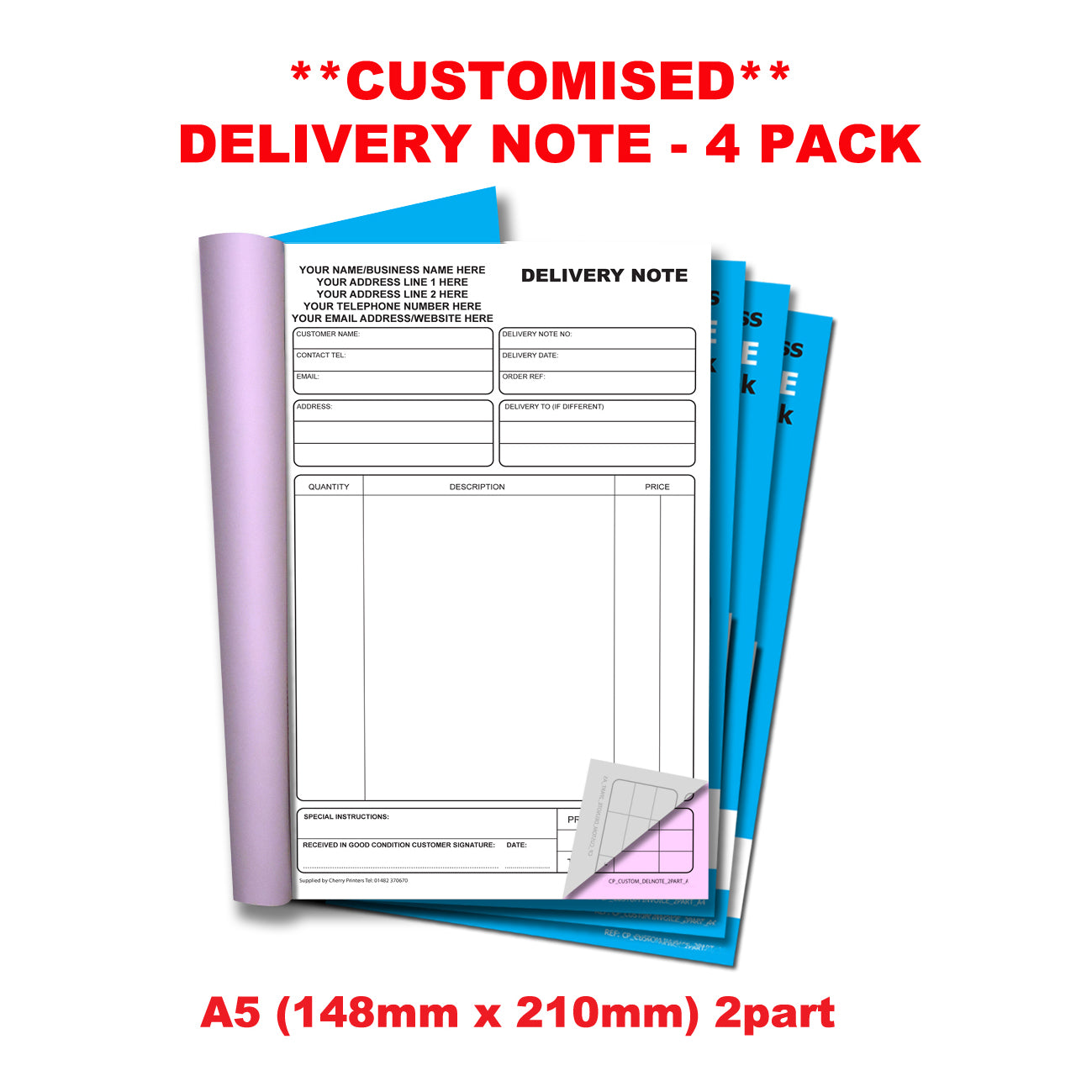 NCR *CUSTOM* Delivery Note Duplicate Book A5 | 4 Book Pack – Cherry ...