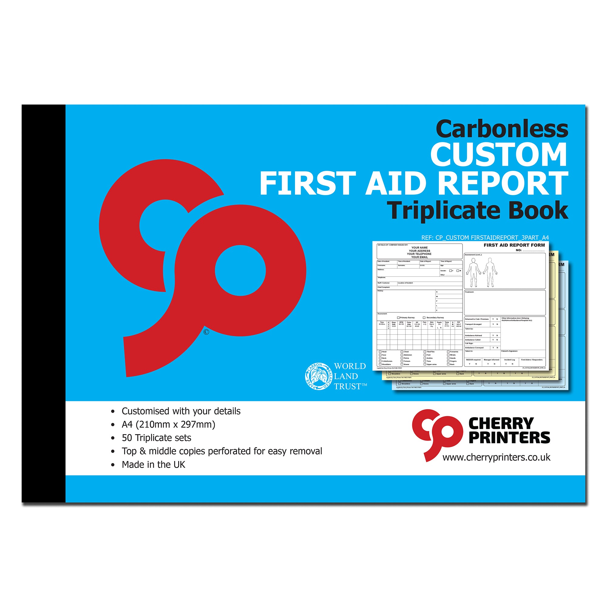NCR *CUSTOM* First Aid Report Triplicate Book A4 | 2 Book Pack – Cherry ...