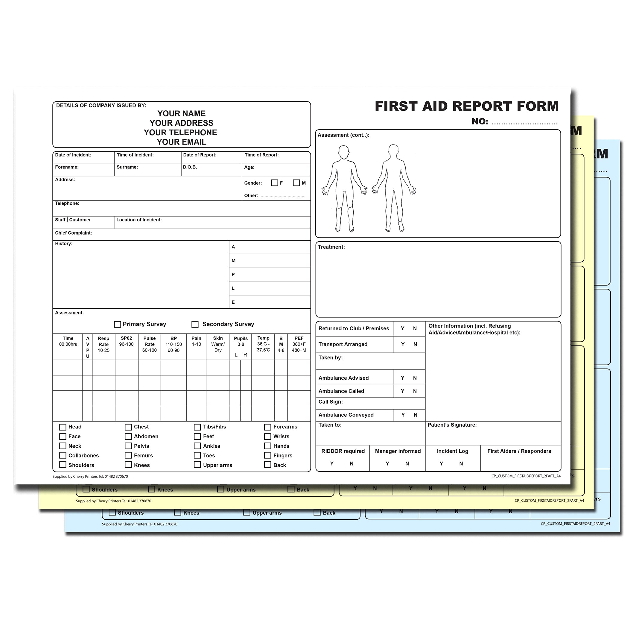 NCR *CUSTOM* First Aid Report Triplicate Book A4 | 2 Book Pack – Cherry ...