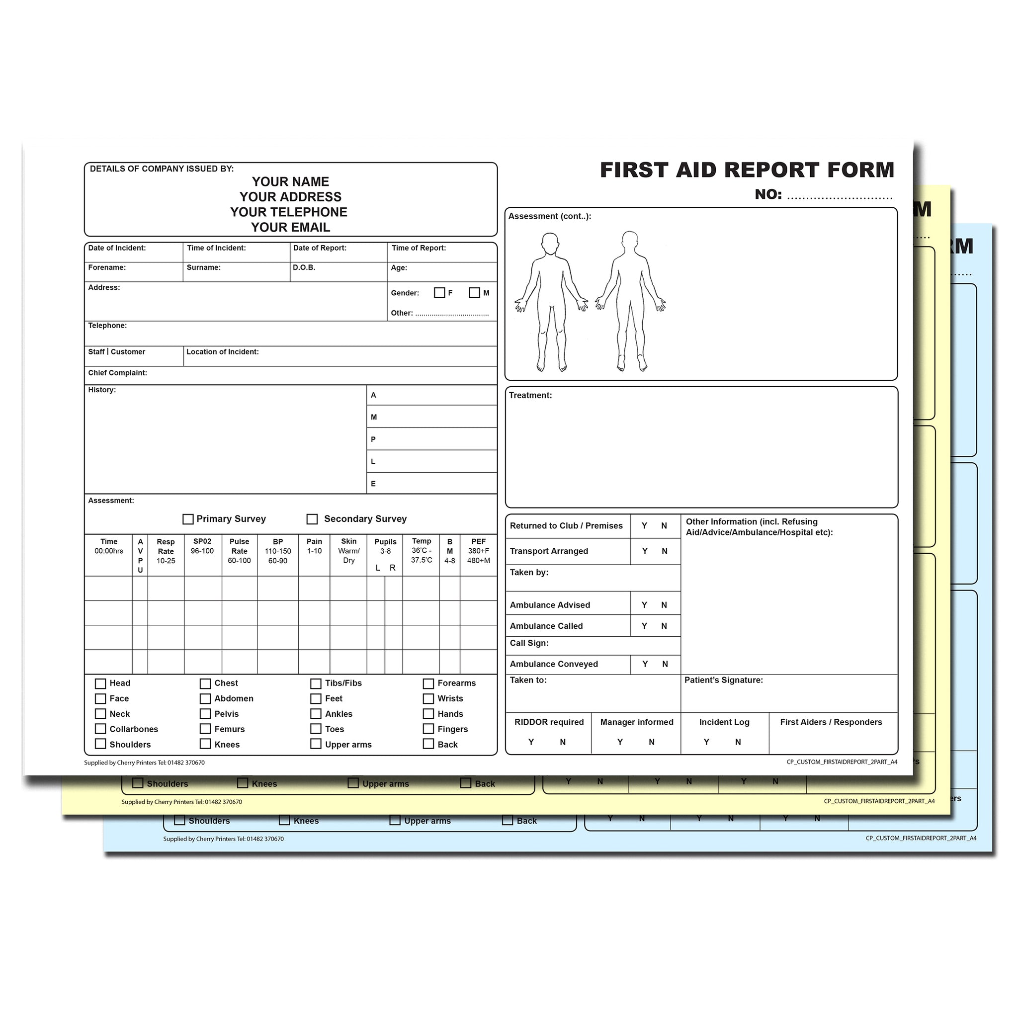 NCR *CUSTOM* First Aid Report Triplicate Book A4 | 2 Book Pack – Cherry ...