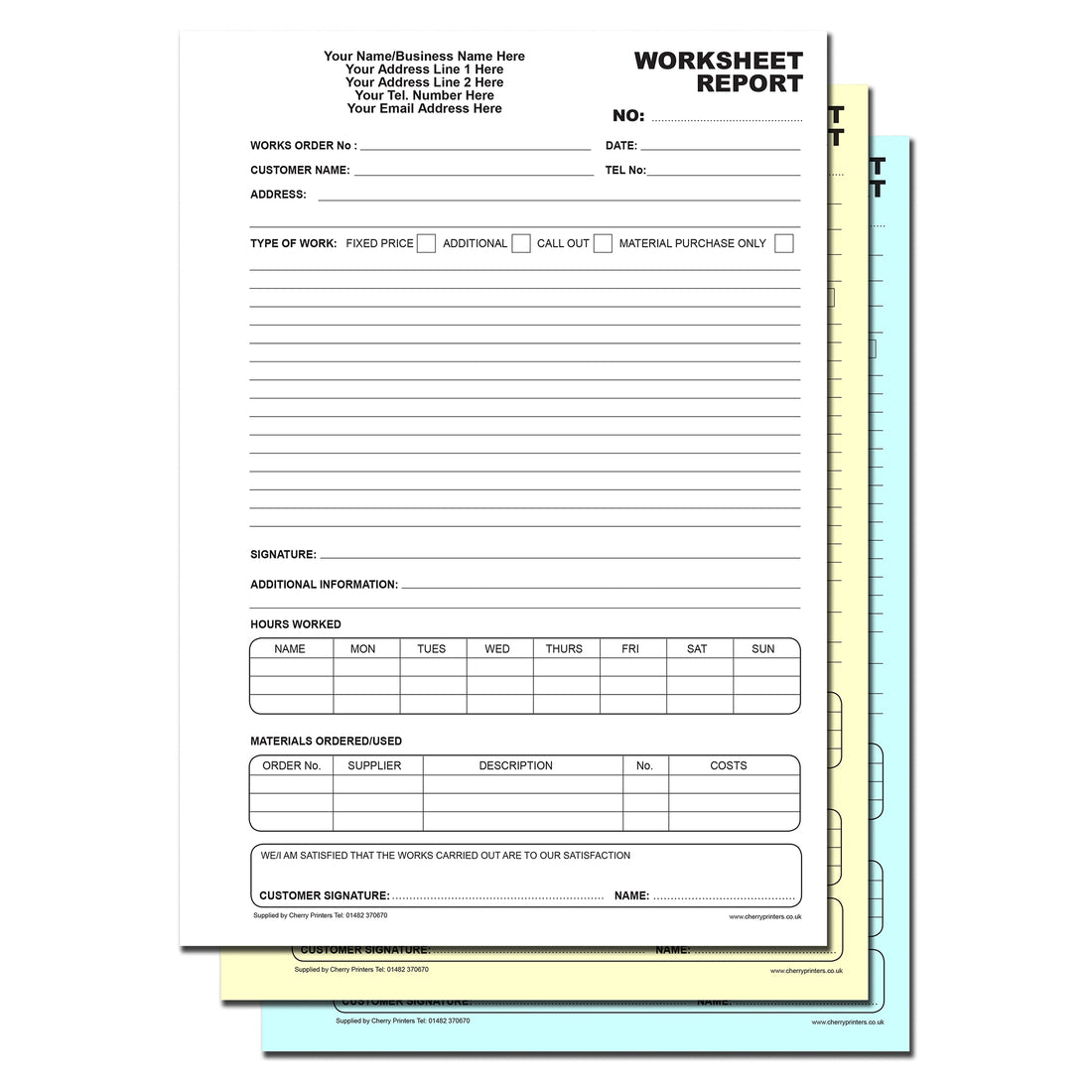 NCR *CUSTOM* Worksheet Report Triplicate Book A4 | 2 Book Pack – Cherry ...
