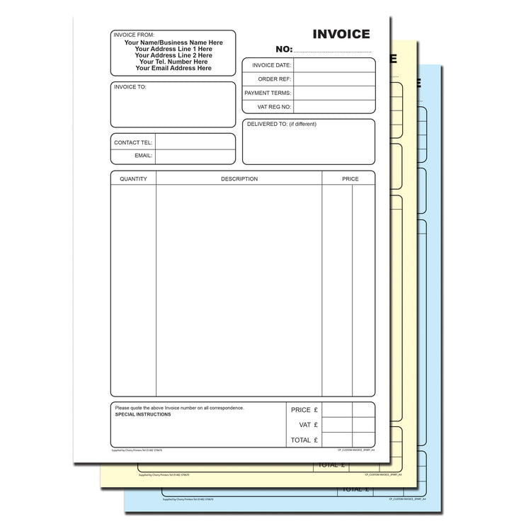 NCR *CUSTOM* Invoice Triplicate Book A4 | 2 Book Pack – Cherry Printers UK