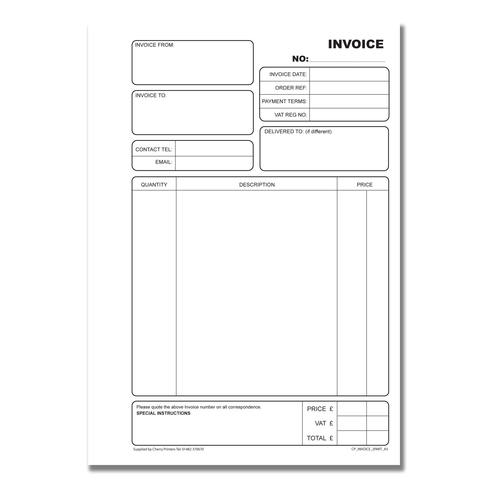 NCR Invoice Duplicate Book A5 – Cherry Printers UK