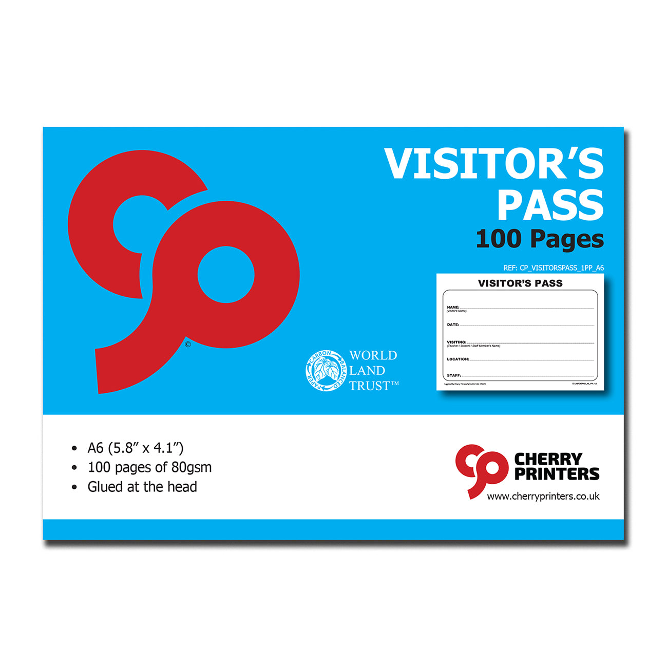 Visitor's Pass Pad | 100 Passes per pad | A6 - 5.8" x 4.1" | 80gsm Pap ...
