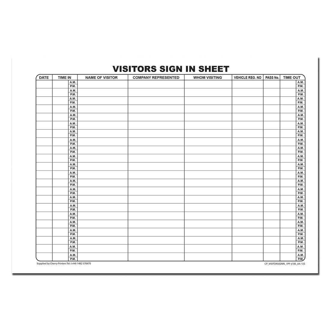 Visitor Sign In Log Book | 100 Pages | 80 gsm | A4 - 8.27" x 11.69 ...