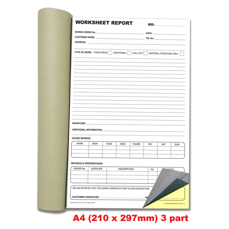 NCR Worksheet Report Book A4 Triplicate – Cherry Printers UK